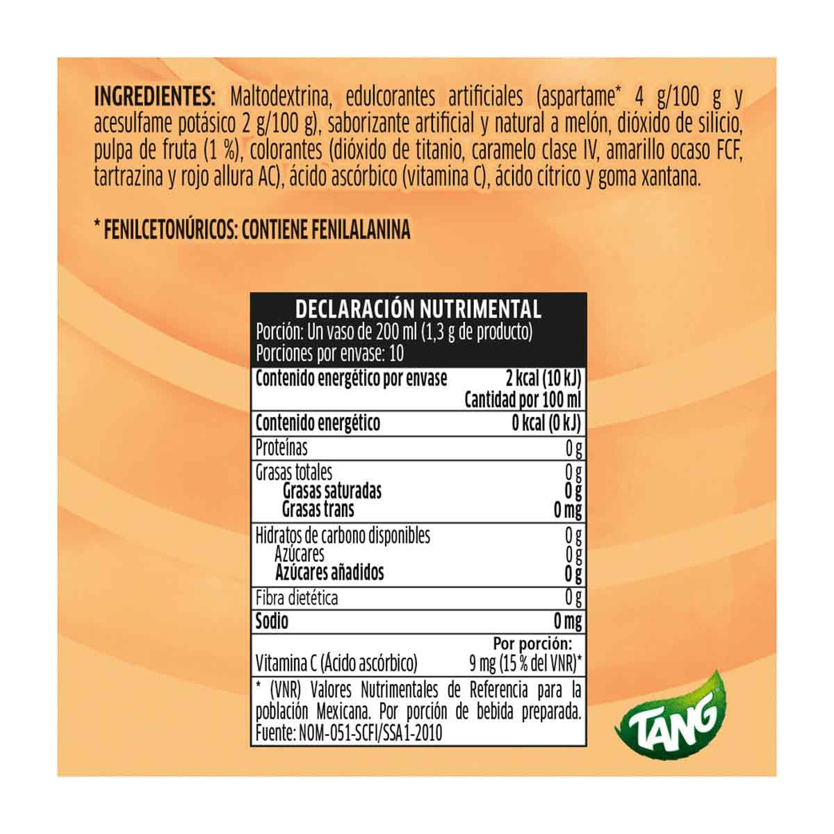 Bebida en Polvo Tang Sabor Melón Sobre 13 gr | Chedraui