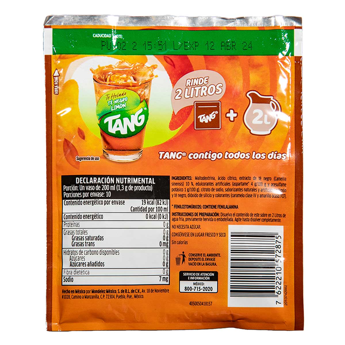 Bebida en Polvo Tang Sabor Té Negro Limón Sobre 13 gr | Chedraui