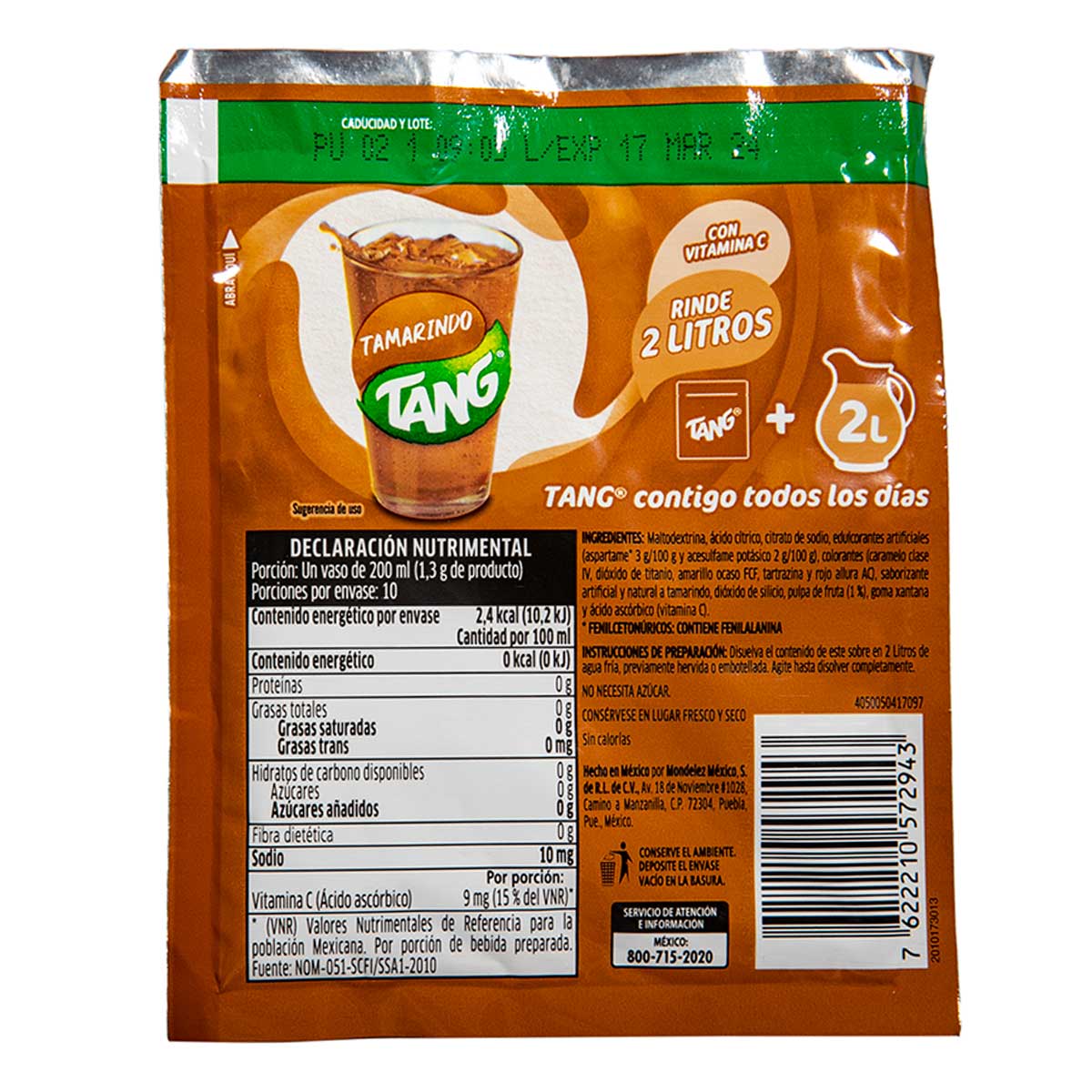 Bebida en Polvo Tang Sabor Tamarindo Sobre 13g | Chedraui