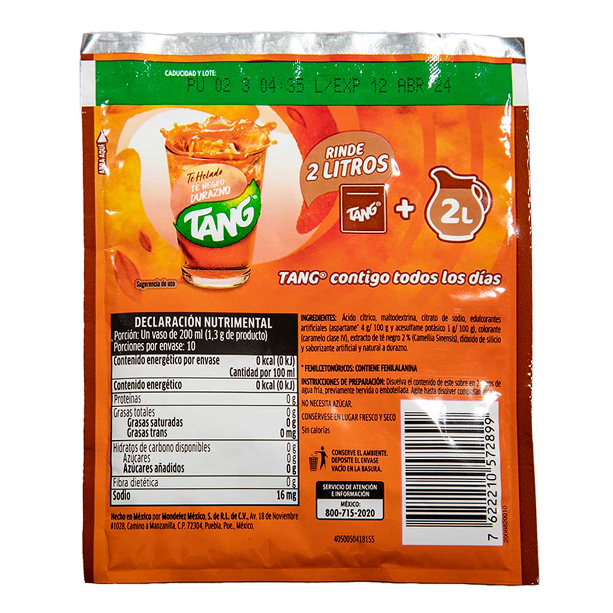 Bebida en Polvo Tang Sabor Té Negro Durazno Sobre 13g | Chedraui