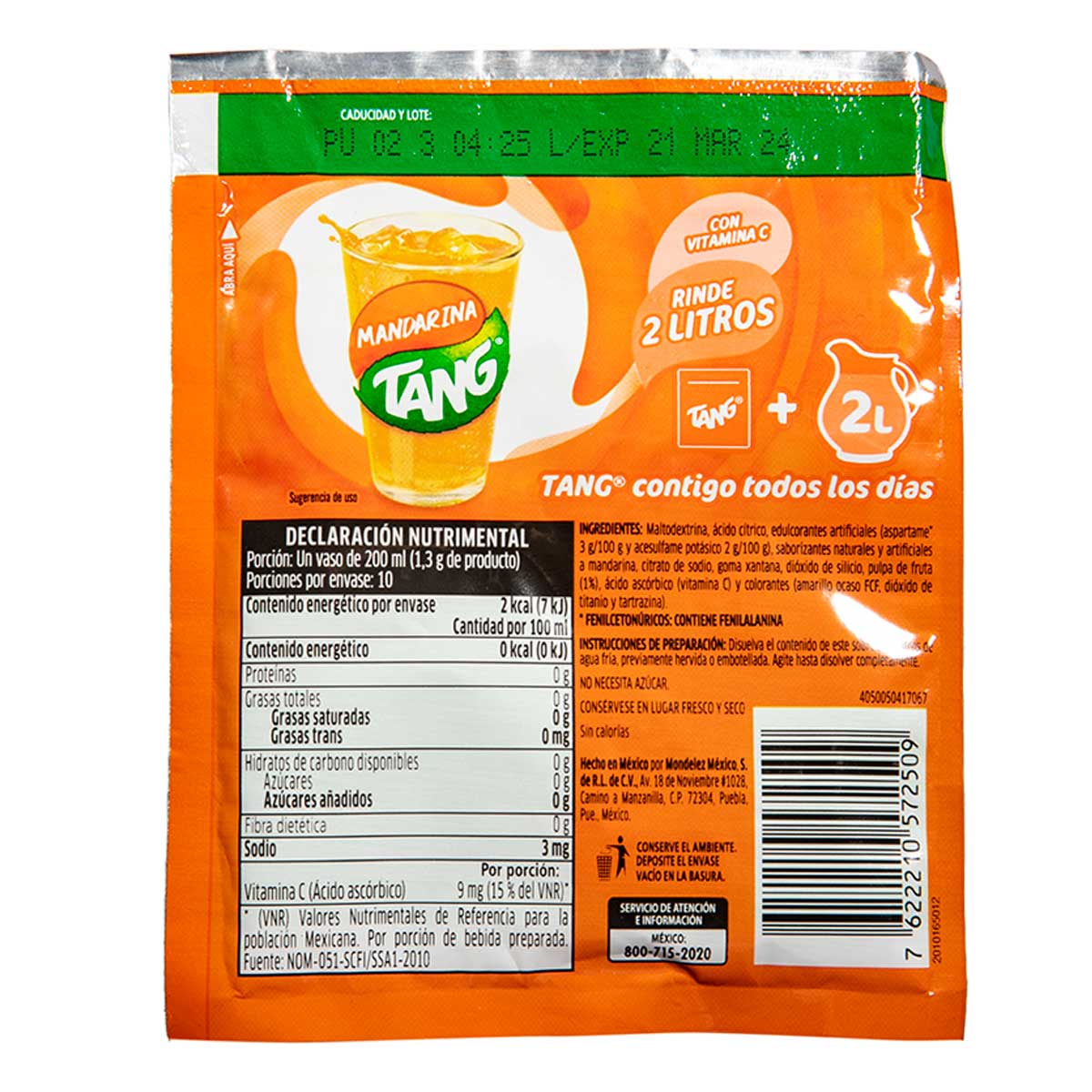 Bebida en Polvo Tang Sabor Mandarina Sobre 13g | Chedraui