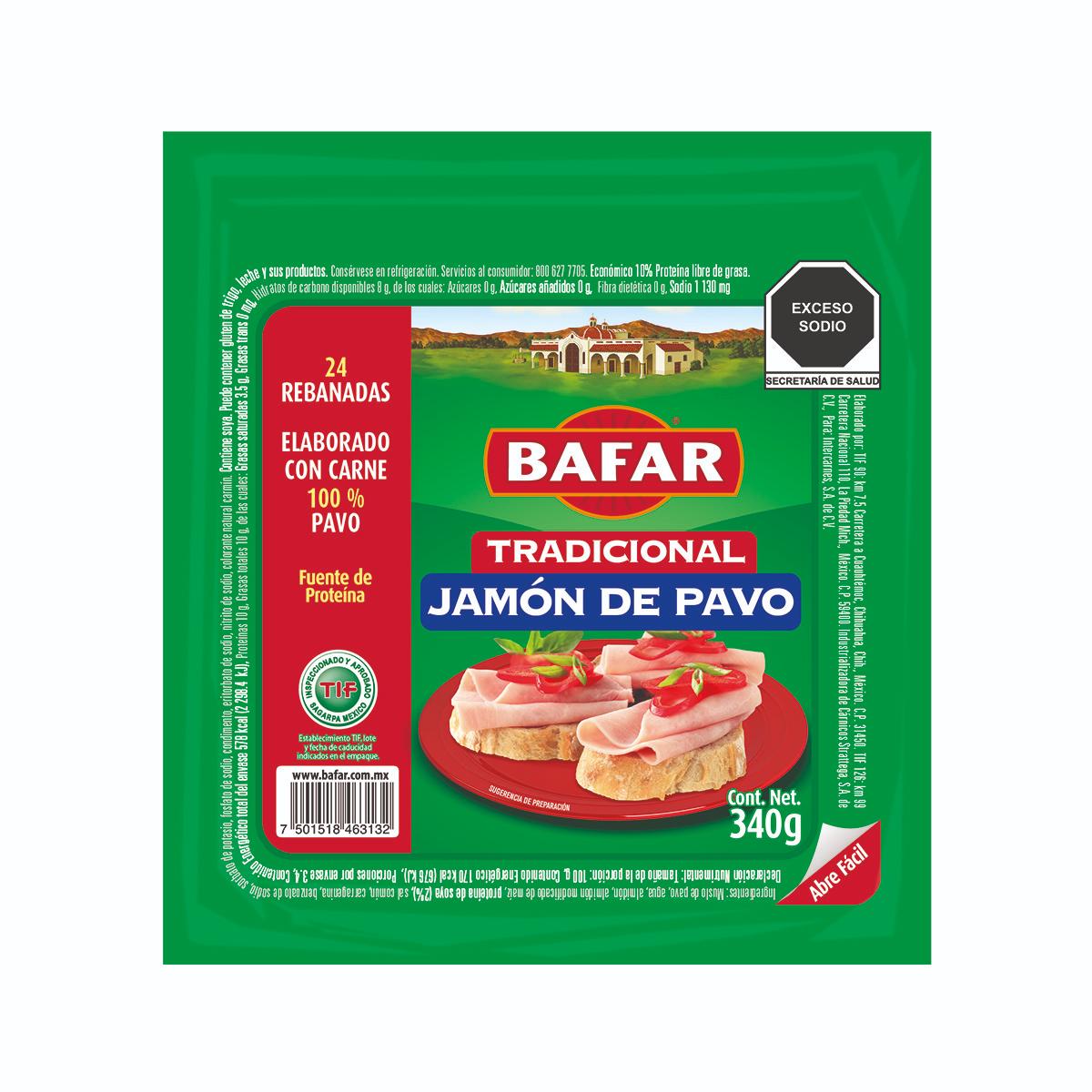 Jamón Tradicional de Pavo Bafar 340g | Chedraui