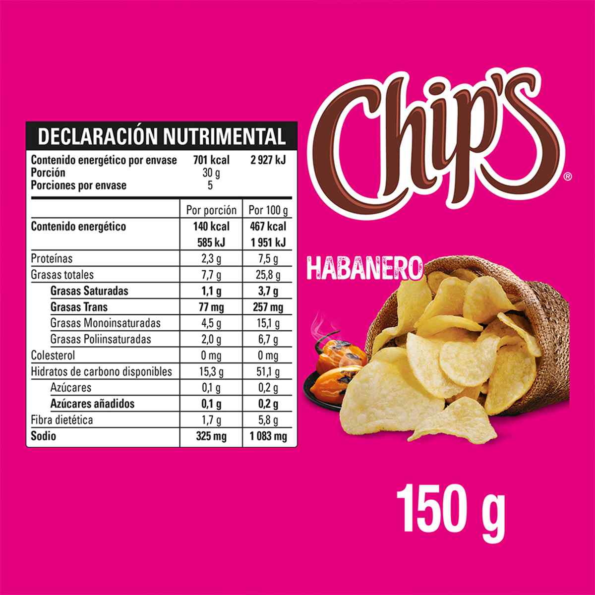 Papas Barcel Chip's Habanero 150g | Chedraui