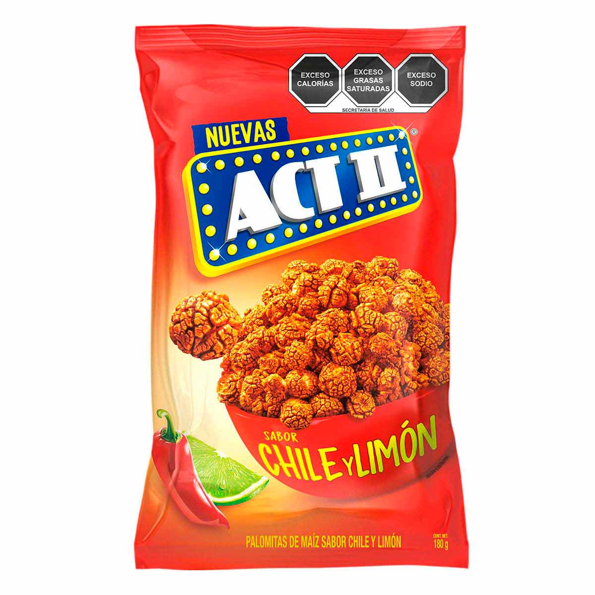 Palomitas ACT II Listas para comer sabor Chile-Limón 180g | Chedraui