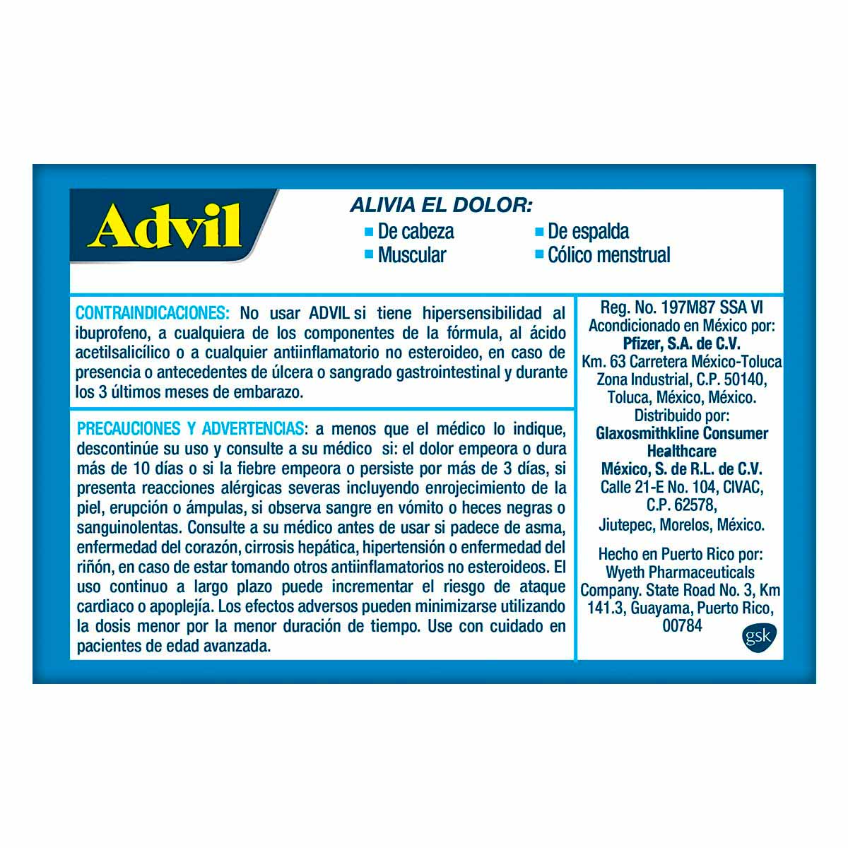 Tabletas Advil Analgésico Grageas 200mg | Chedraui