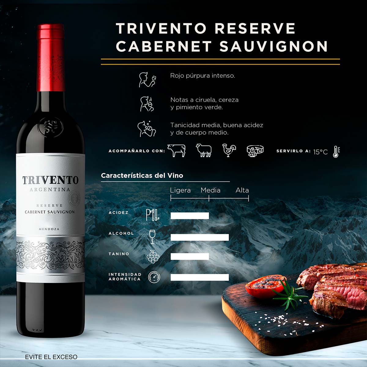 Vino Tinto Argentino Trivento Reserve Cabernet Sauvignon 750ml | Chedraui
