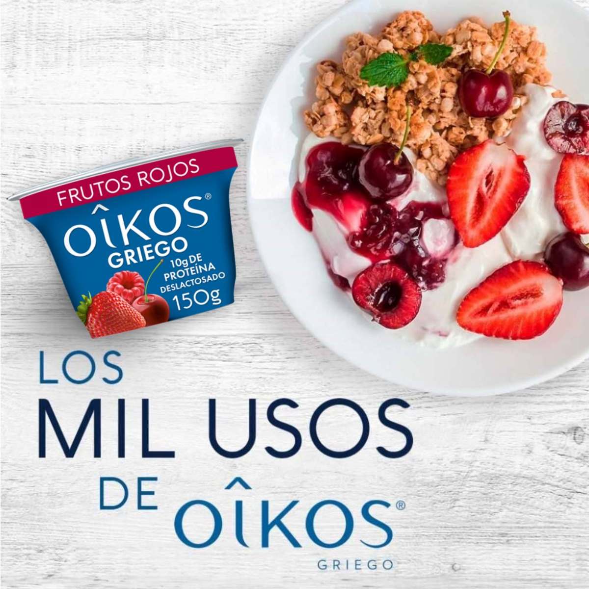Yoghurt Griego Oikos Frutos Rojos 150g con 10g de Proteína | Chedraui